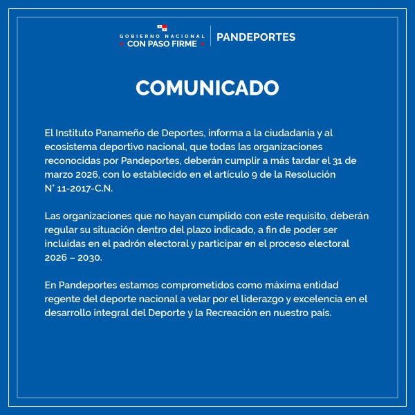 Proceso Electoral 2026 – 2030 | Pandeportes